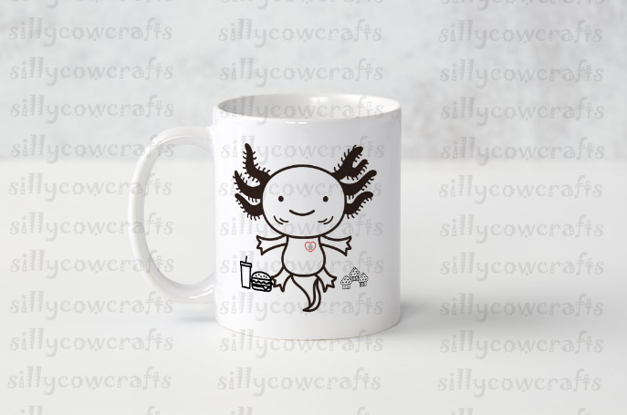 ** NEW DESIGN ** White Axolotl Snacking Mug "Snaxolotl"- Can Be ...
