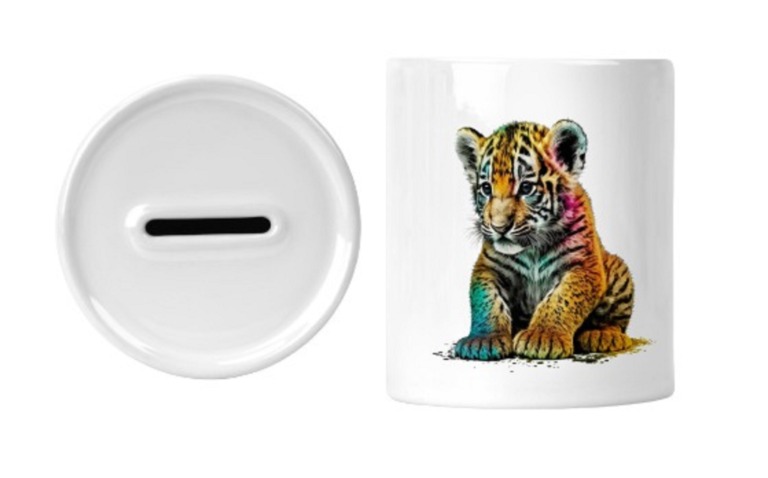 Rainbow Splash Tiger Cub Money Box - Crafter's Market UK