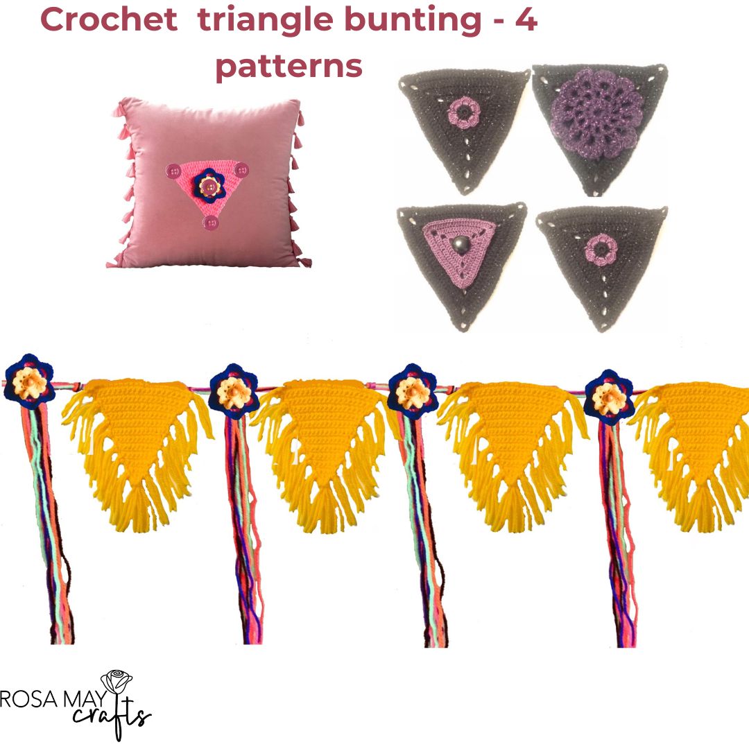 Geometric 4 Crochet Bunting Patterns, Wedding Decor Garland Hanging ...