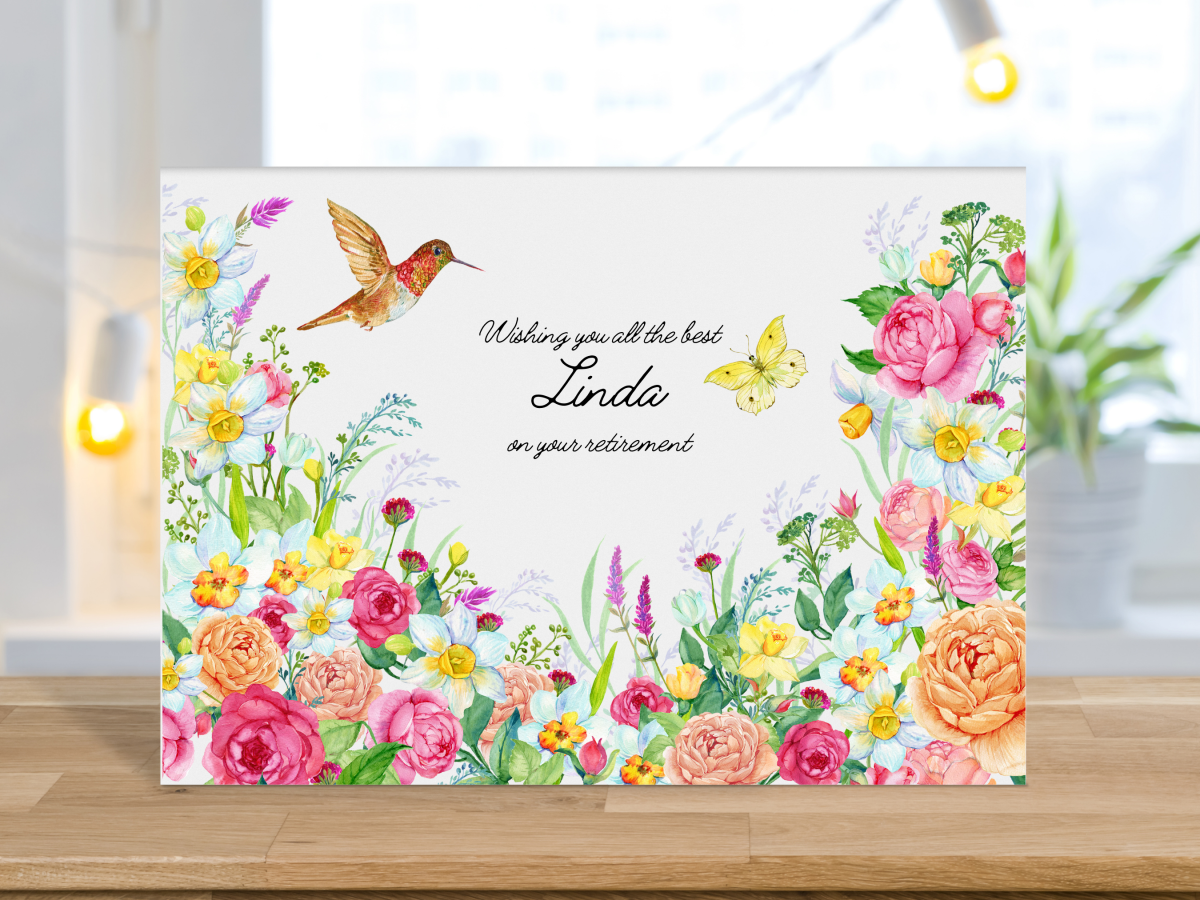 Retirement Card For Her Floral Retirement Card Retiree Birds And ...
