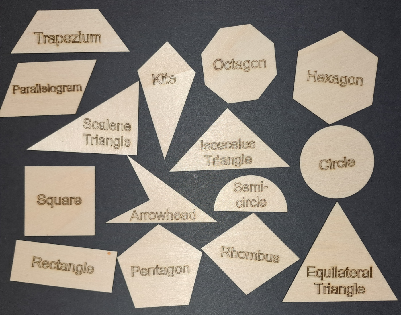15 Wooden 2D Shape - Maths Shapes - Three Different Sizes - Crafter's ...