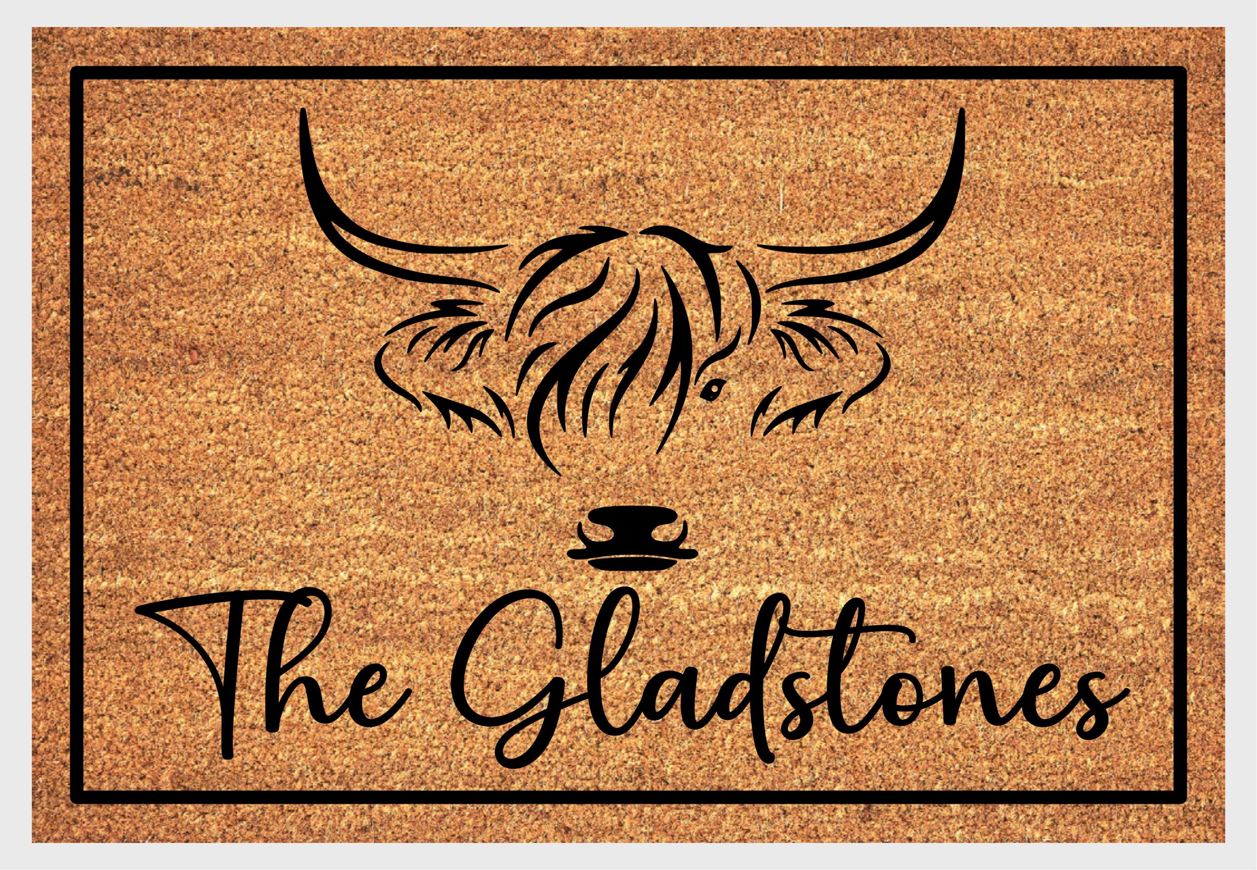 Scottish Highland Cow Door Mat No.1 - Personalised Highland Cow Welcome ...