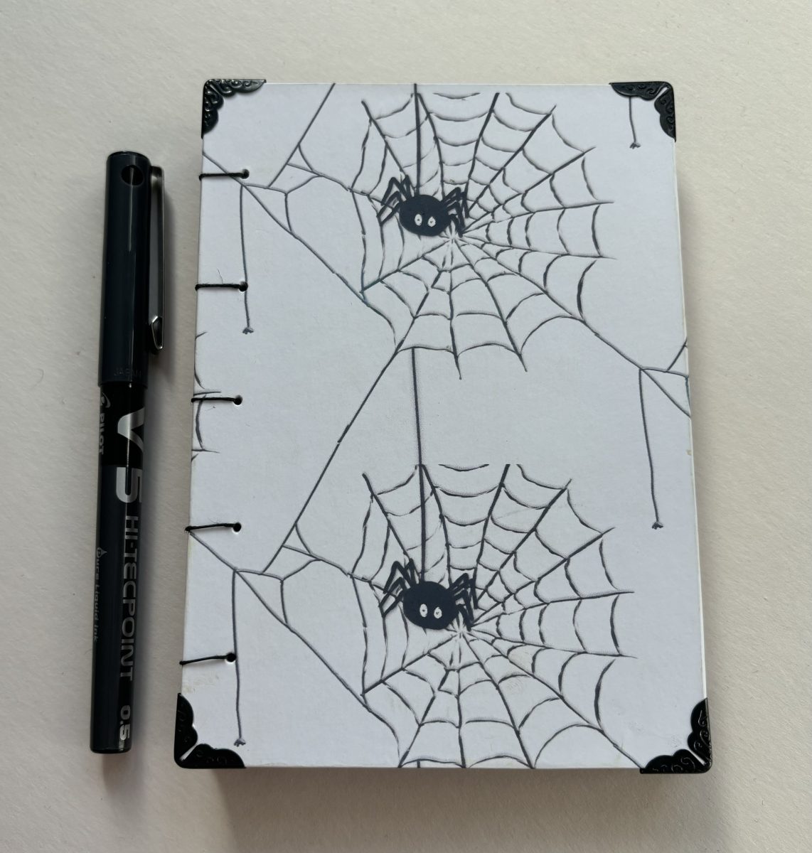 Handmade Halloween Spider Coptic Stitch Notebook. White Cover - Crafter ...