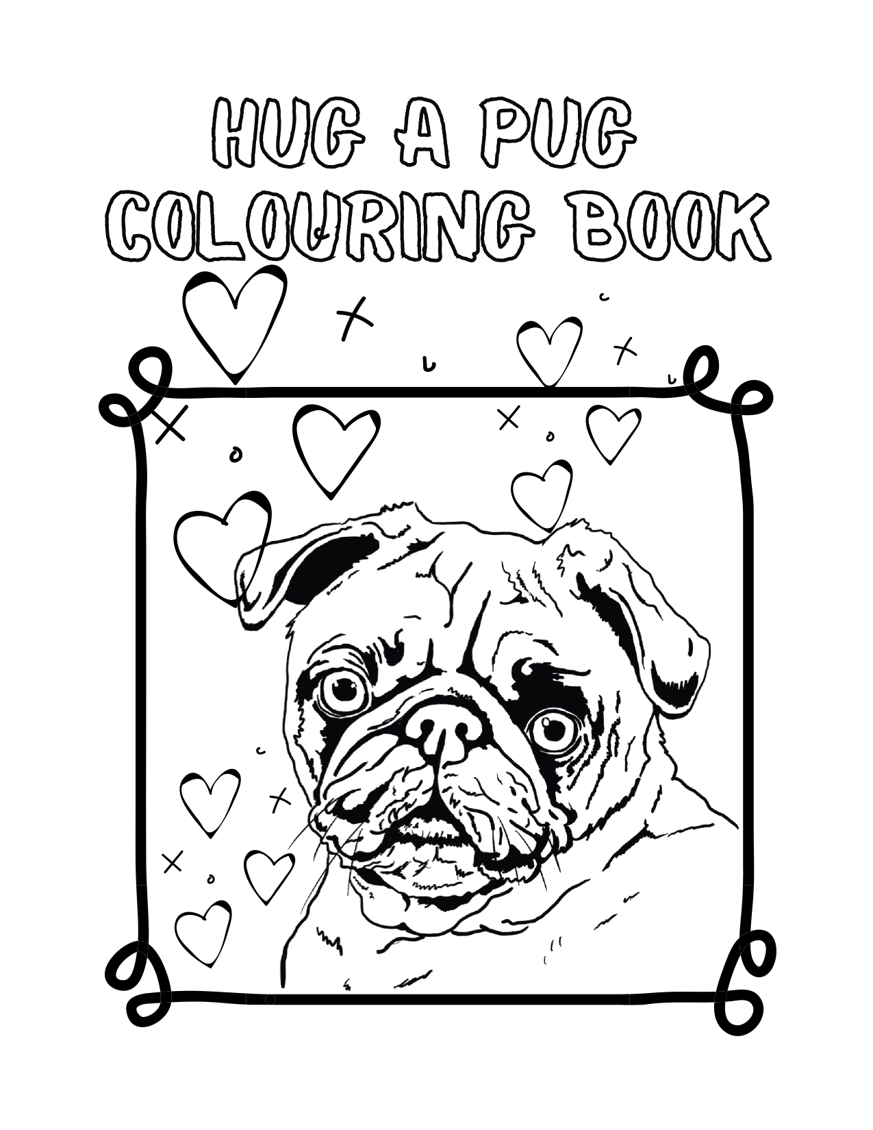 Digital Hug A Pug Dog Colouring Book - Crafter's Market UK