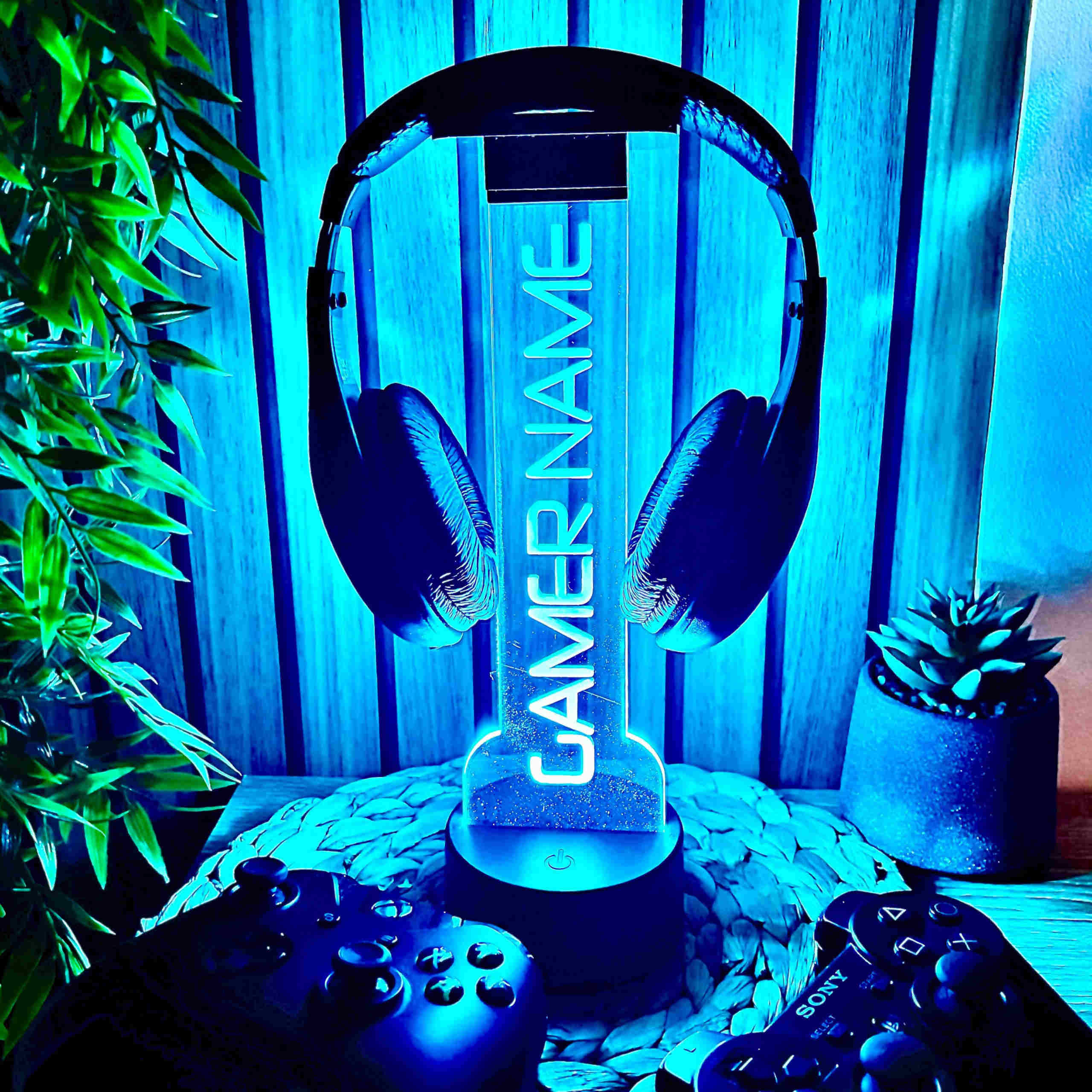 Personalised LED Acrylic Gaming Headphone Stand - Crafter's Market UK