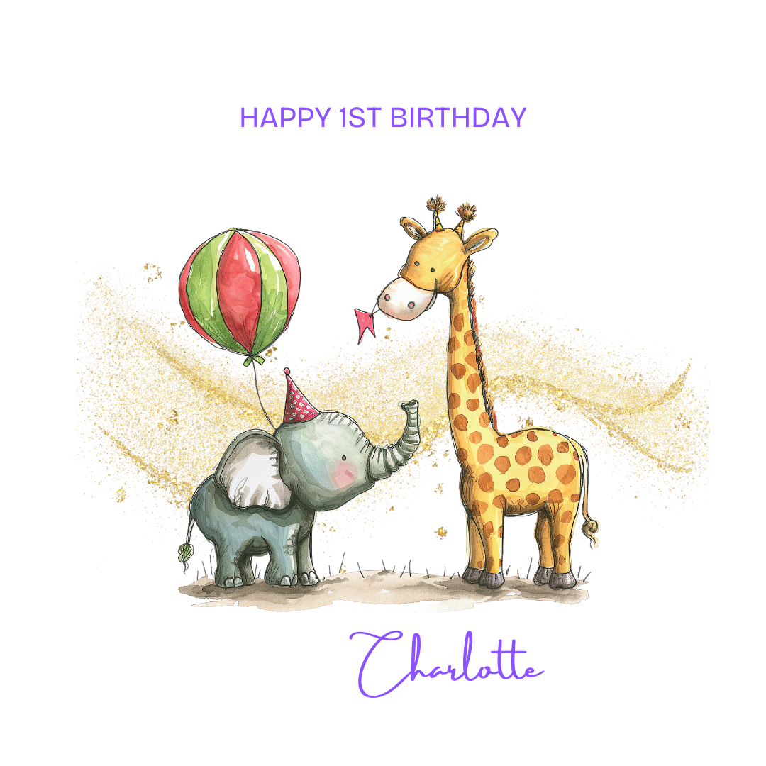 Child's Happy Birthday Card | Changeable Name And Birth Date Number ...
