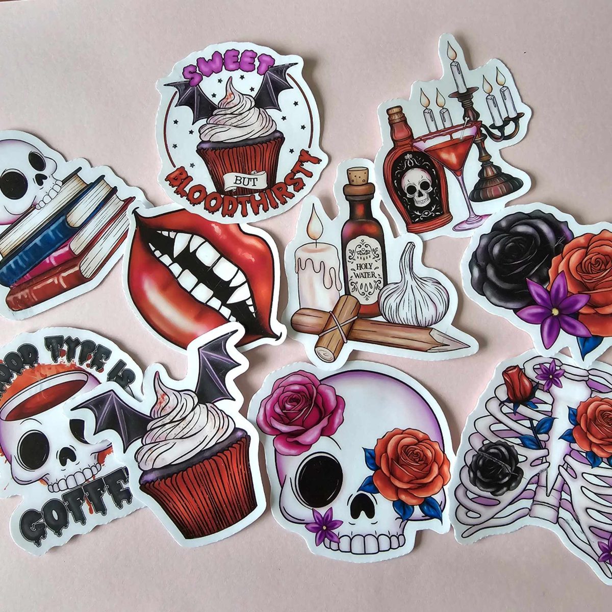 Vampire Goth Sticker Set X 10 - Vinyl Die Cut, Goth Stickers, Vampire ...