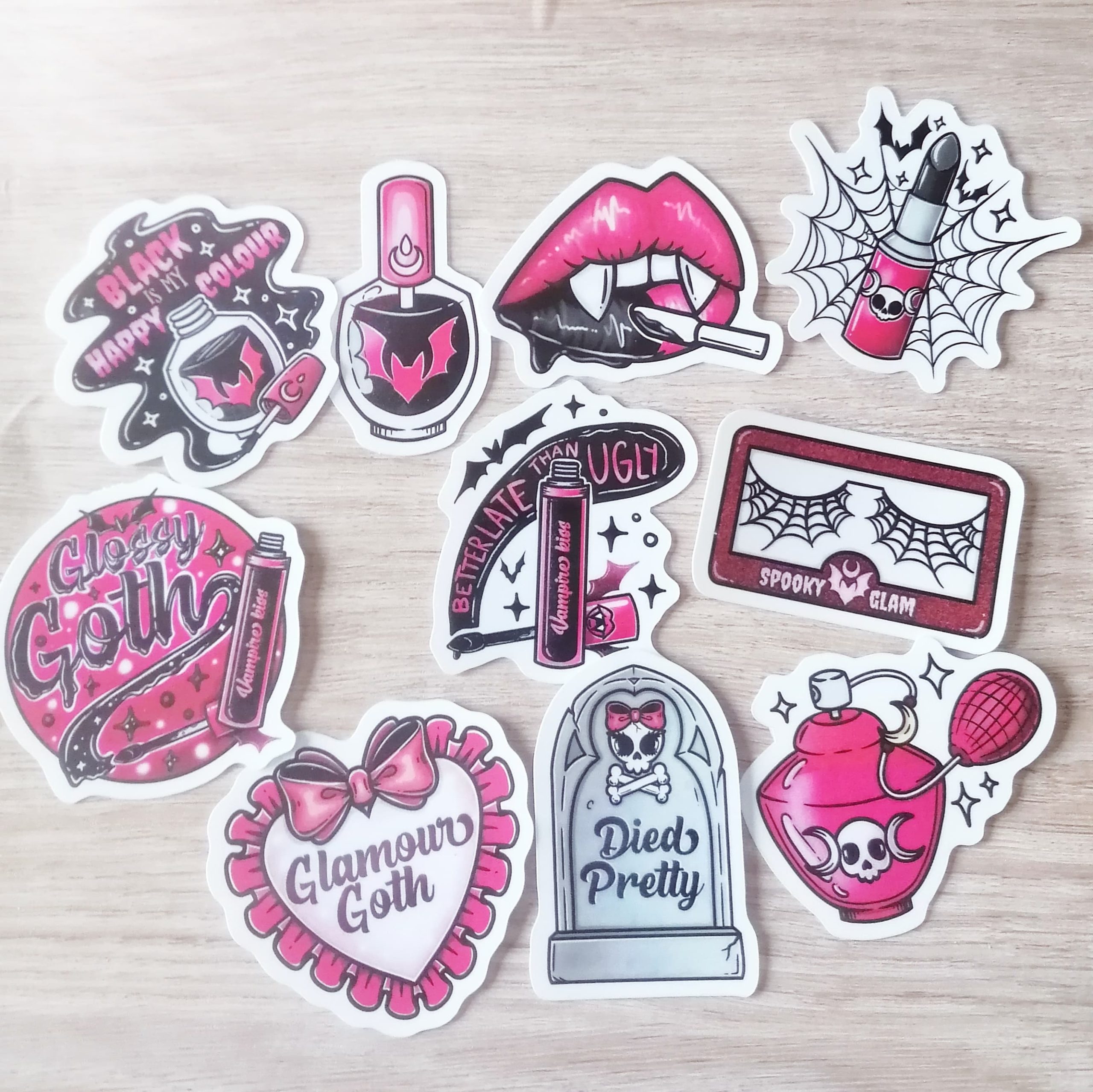 Glam Goth Sticker Set X 10 - Red/black, Goth Glam, Goth Stickers ...