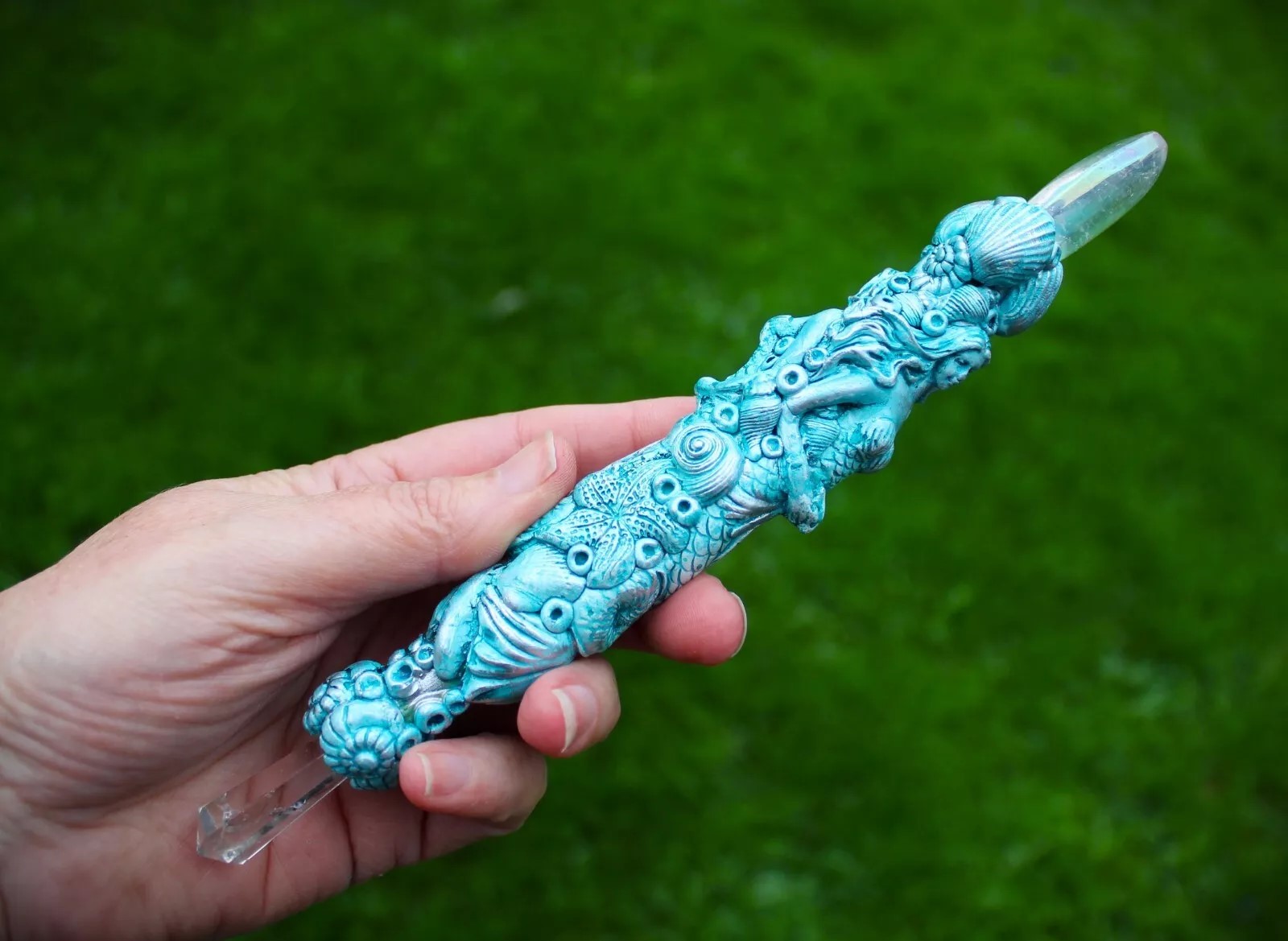 Mermaid Magic Wand, Angel Aura Crystal, Handmade Magic Wand, Spiritual ...