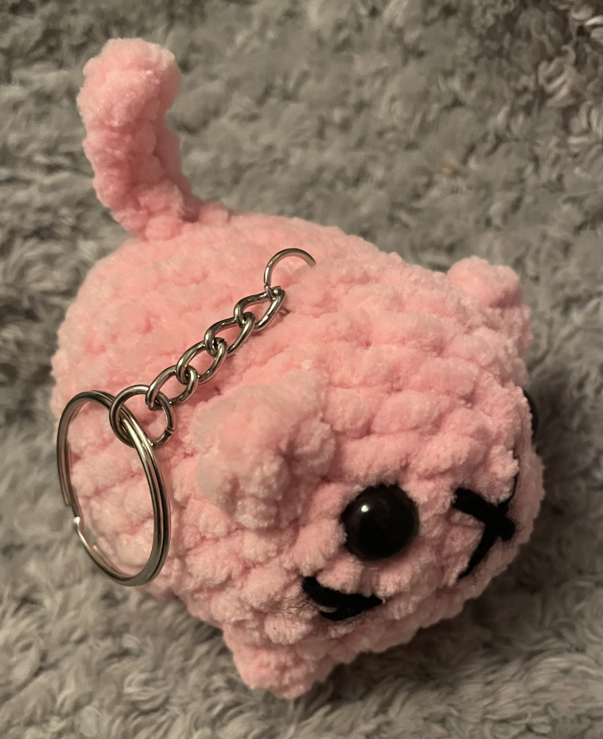 Pink Chunky Loaf Cat Crochet Keyring/Bag Charm - Crafter's Market UK